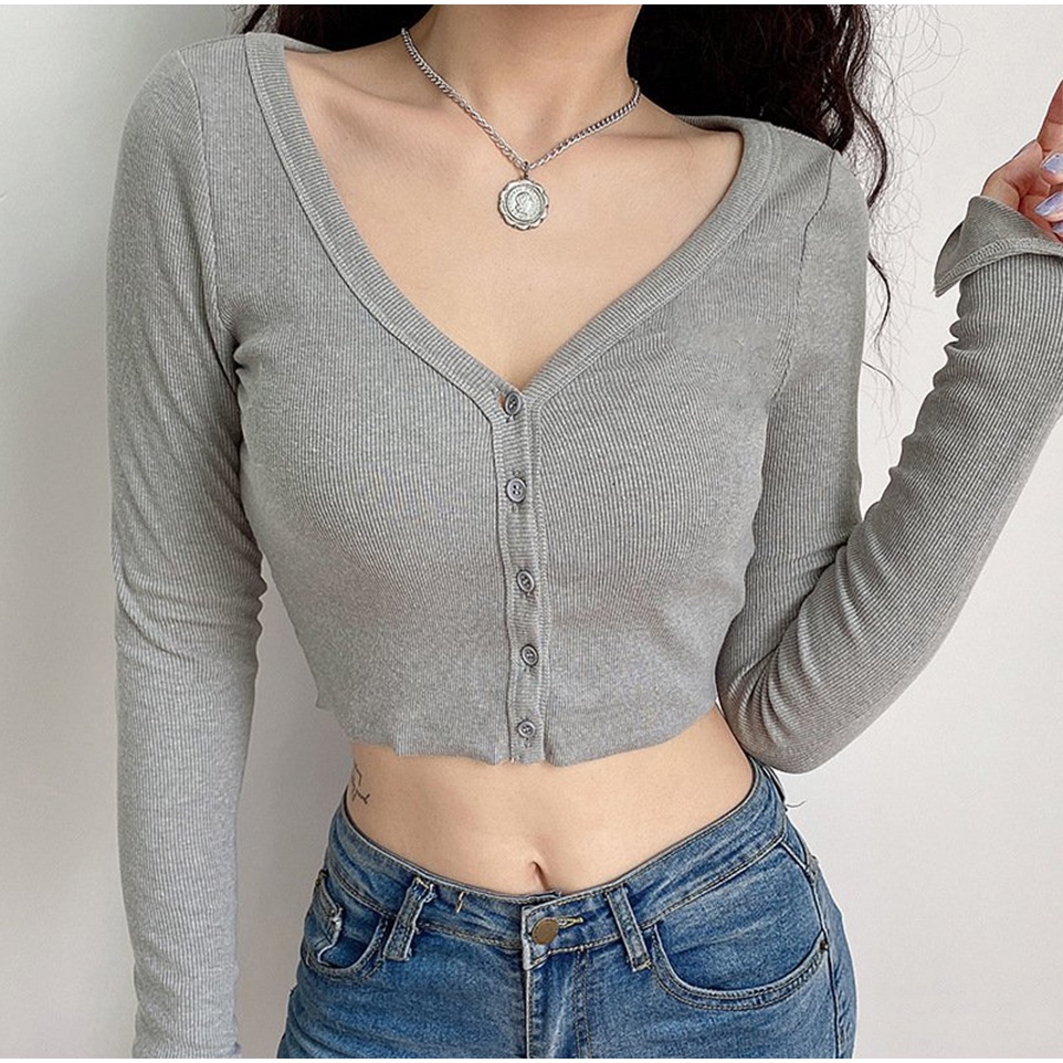 Vampire Button Down Longsleeves Cardigan Ribbed Knitted 6a0184 Shopee