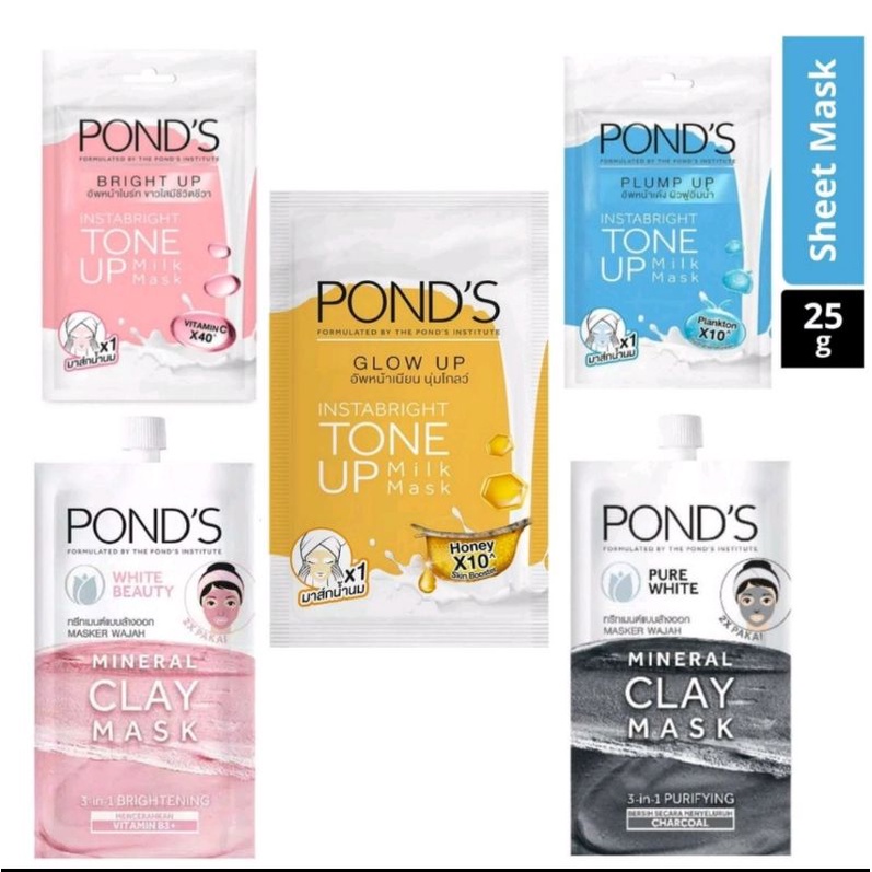 Ponds Tone Up Plankton Milk Mask Honey Vitamin C [25 g]/ Pond's Clay ...