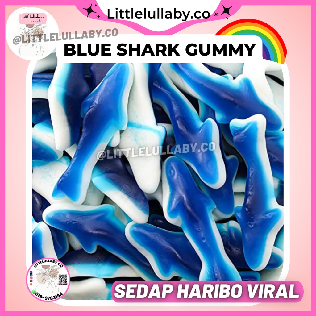 [Blue Shark] Sweet Sour Candy Halal Gummy Bebeto Haribo Snack Gummi ...