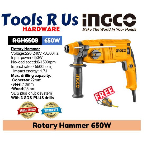 Ingco Rotary Hammer 650W RGH6528* MERVILLE | Shopee Philippines