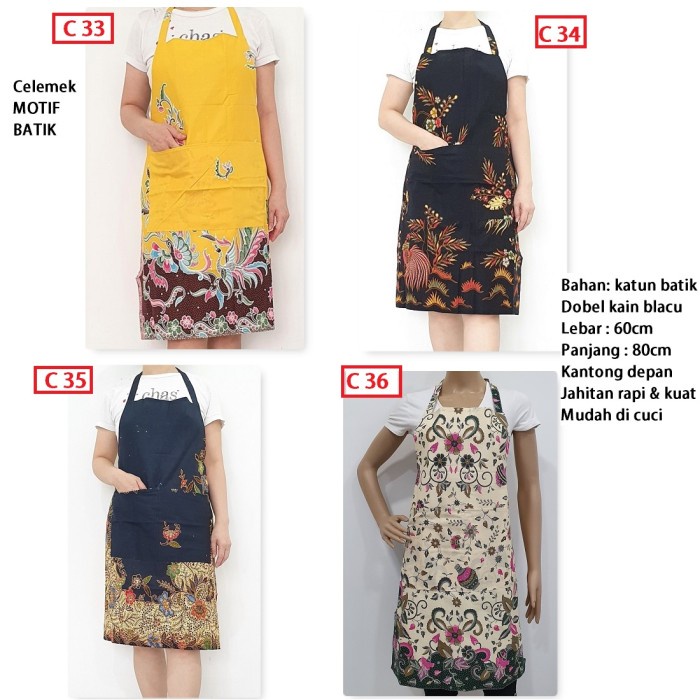 Batik Apron Traditional Ethnic Motif Batik Apron - C 33 | Shopee ...