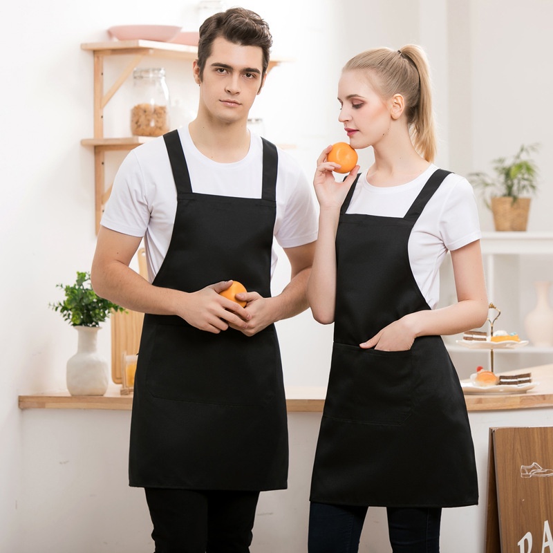 Fashion solid color apron coffee shop kitchen apron strap-type apron ...
