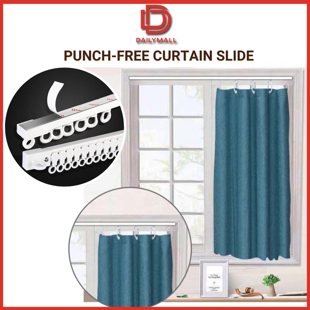 Curtain Track Punch Free Rail Self-adhesive Track for Door Bay Window ...