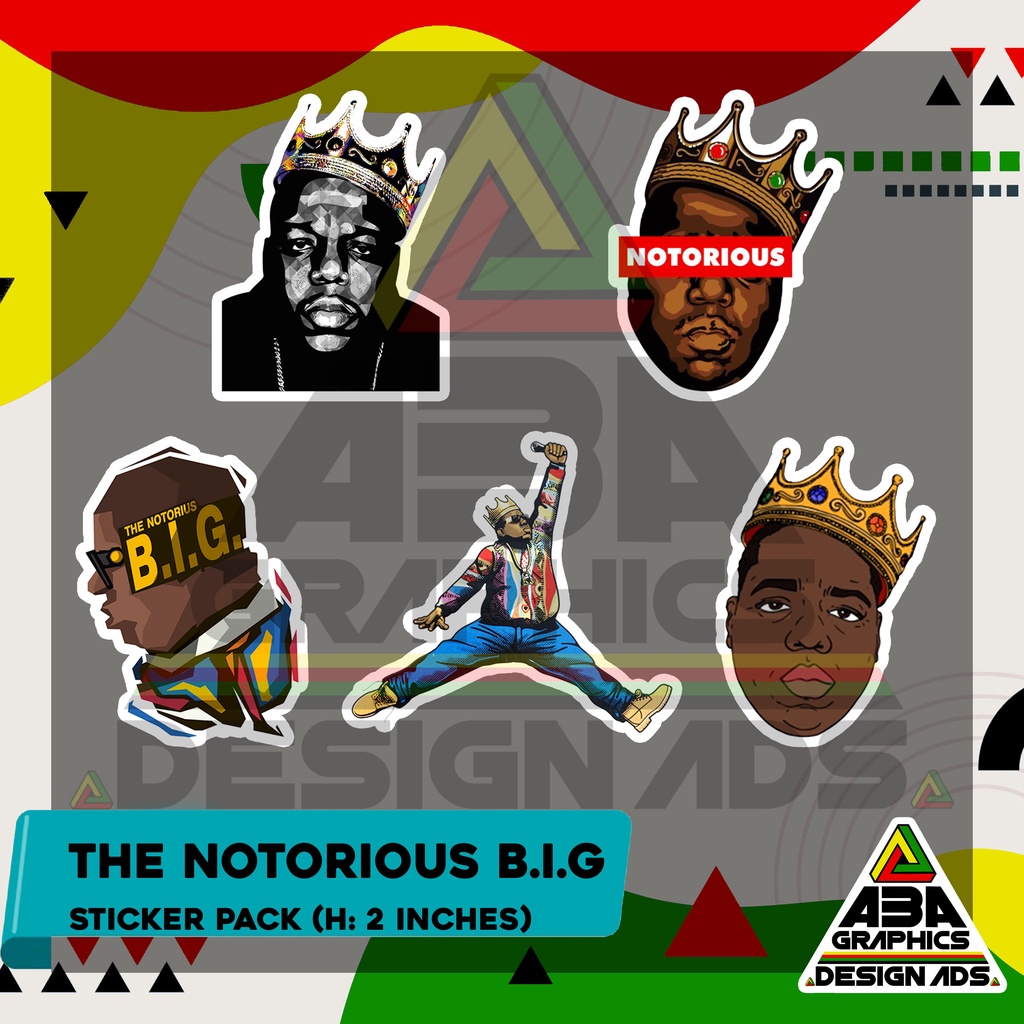 The Notorious B.I.G. BIGGIE Rapper Waterproof Vinyl Sticker Pack ...