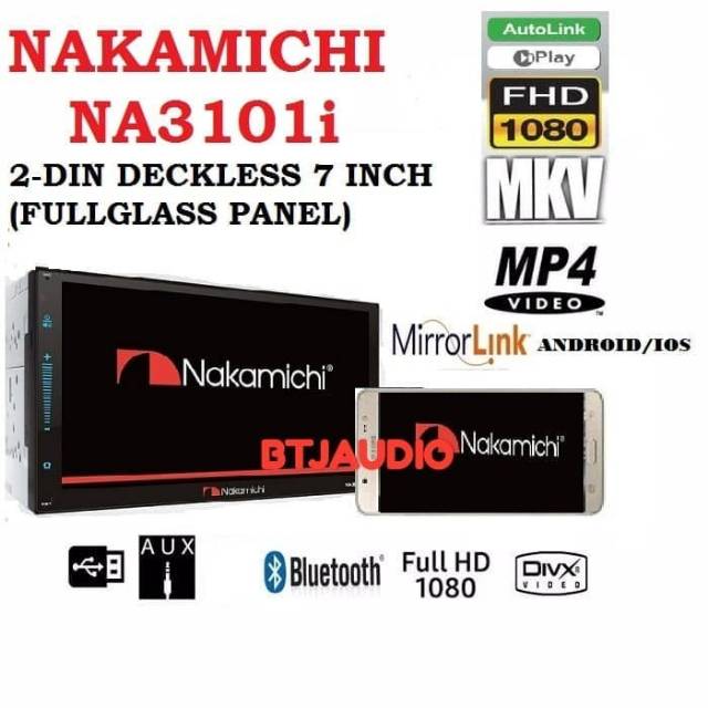 Double DIN DECKLESS NAKAMICHI AUTOLINK SMARTPHONE HD MP4 MKV, FULLGLASS ...