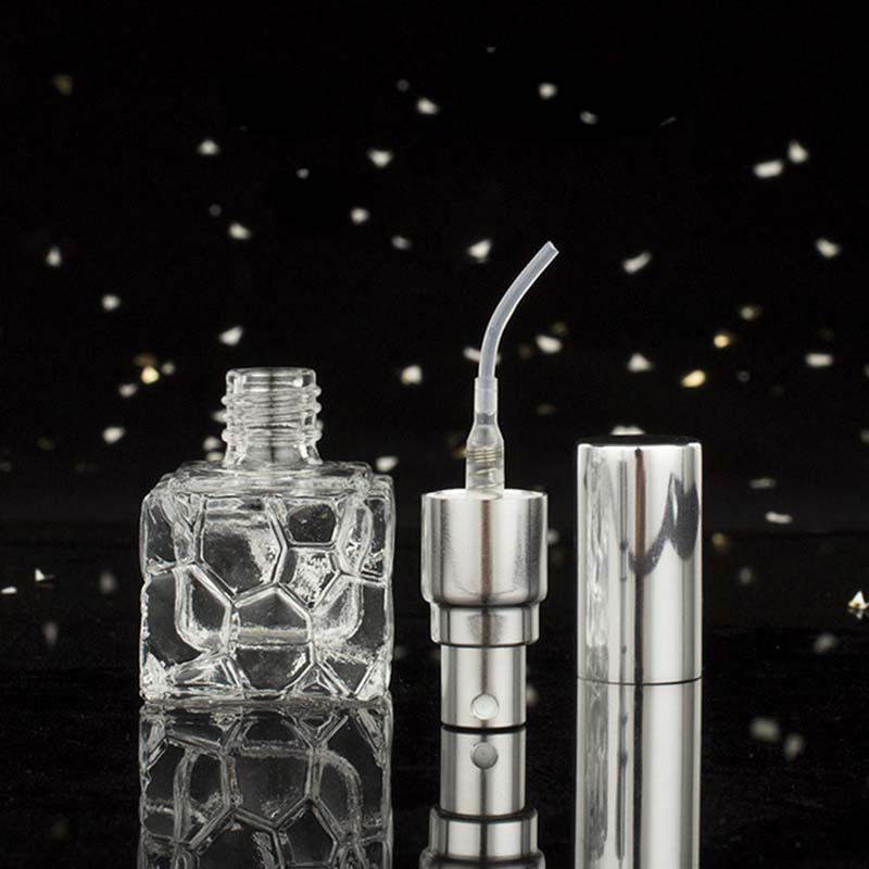 1PC 10ml MINI Perfume Empty Bottle 3D Water Cube Glass Bottles Portable ...