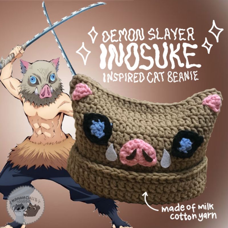 Demon Slayer "INOSUKE" Kimetsu no Yaiba Inspired Crochet Square Cat ...