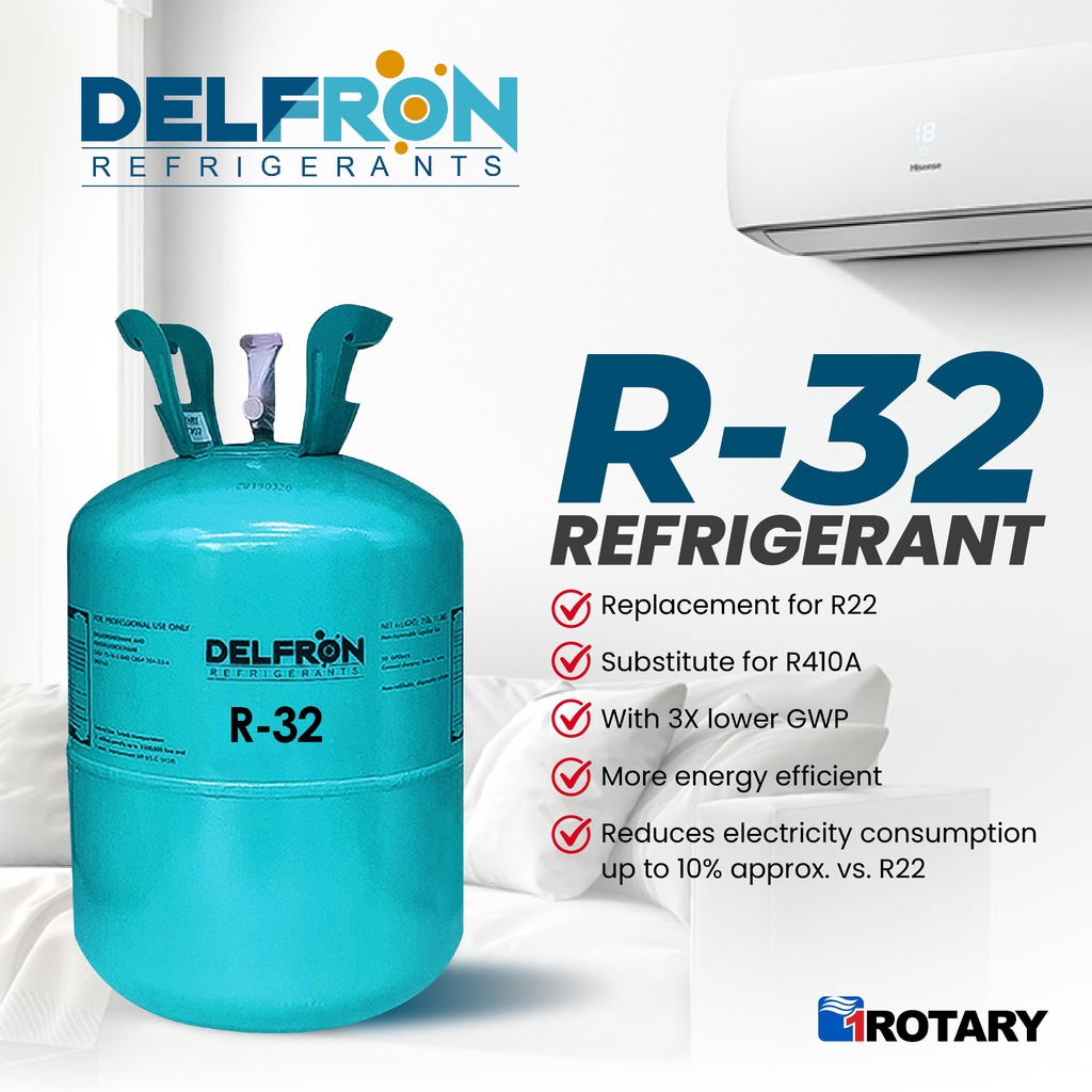 1ROTARY Delfron R32 Refrigerant Freon 3KG IC4852 | Shopee Philippines