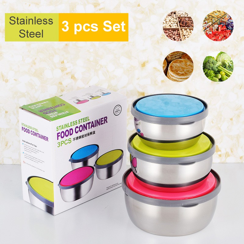 Dailyhome 3 Pcs Food Storage Container Set Stainless Steel with ...