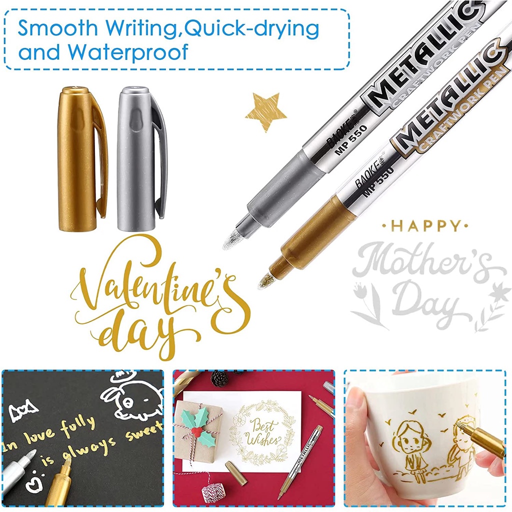 (Positivity) Metallic Marker Craft Pen in Gold and Silver for DIYs ...