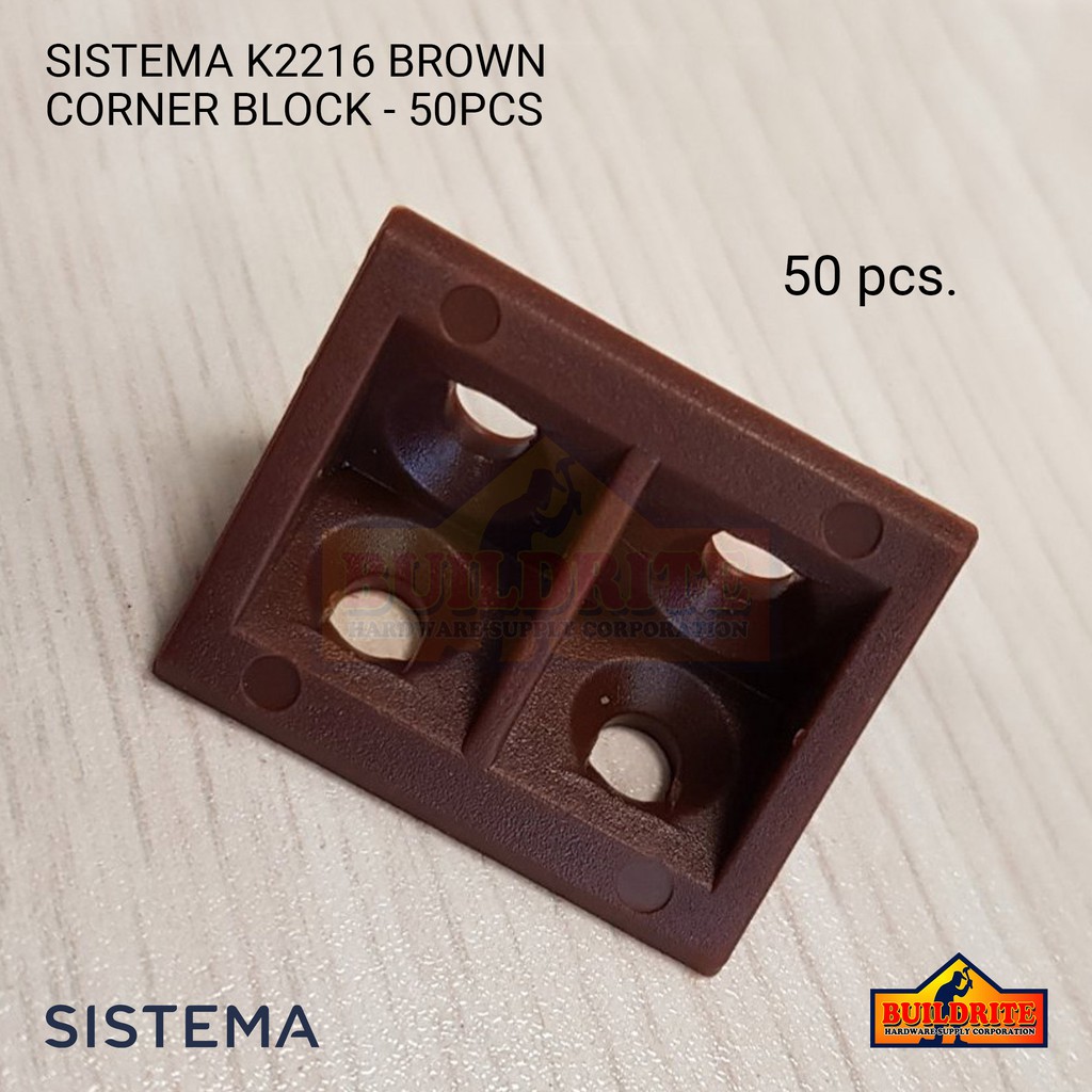 SISTEMA K2216 34x20x20mm 50pcs Plastic Corner Block Brown for Cabinet ...