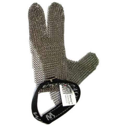 Anti-Cut Safety Gloves, 3 fingers, Stainless Steel Wire Mesh, Medium ...