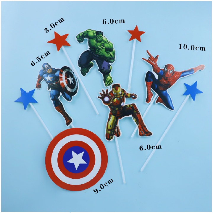Hero Avengers theme paper card cake topper plug-in baking props dessert ...