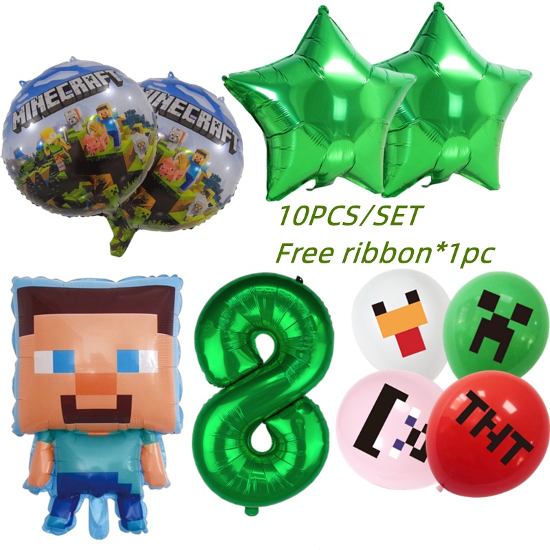10pcs Minecraft Party Decoration Set Balloons Party Decorations My ...