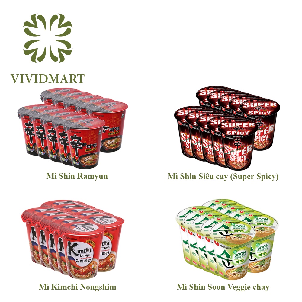 [Set Of 10 cups] KOREAN NONGSHIM CUP NOODLES 4 FLAVORS: SHIN RAMYUN ...