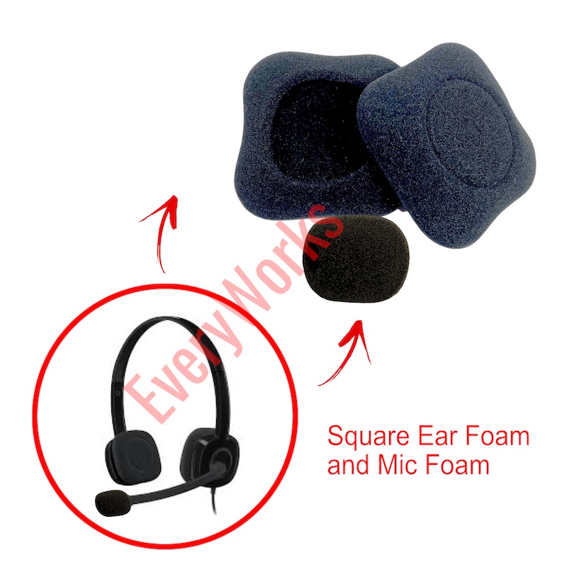 Square Ear Foams and Mic Foam Replacement Headset For Logitech H150 ...