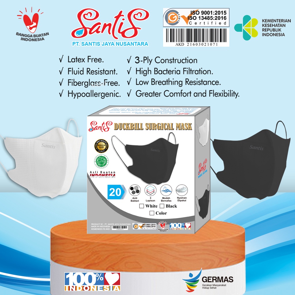 Santis MEDICAL Duckbill Mask Contents 100 pcs | Shopee Philippines