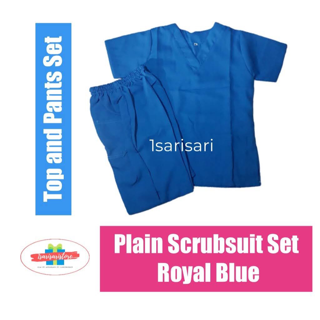 Scrubsuit Plain Royal Blue Top and Pants Set Terno Unisex Medical ...