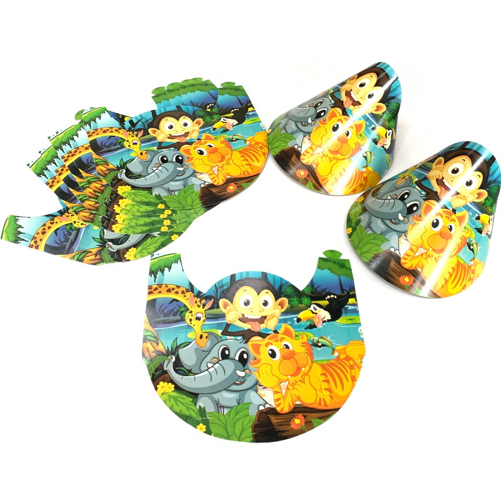 10pcs jungle safari animals party hat for birthday party | Shopee ...