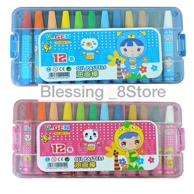 Crayon Brand V-Gen 12 Colors / Good pastel oil Crayons | Shopee Philippines