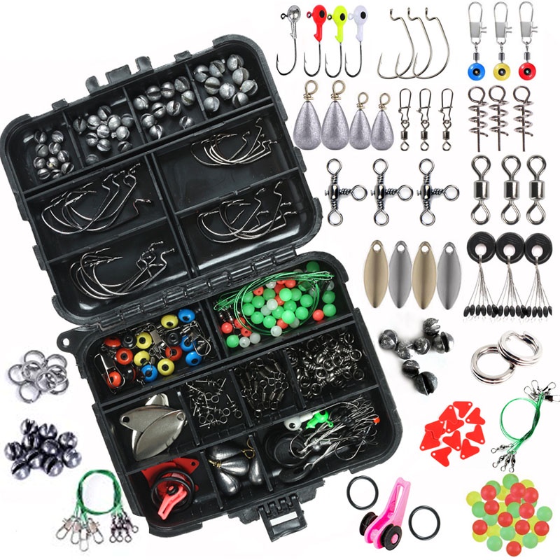 188 Pieces Fishing Accessories Set Including Swivel Crank Hook Lead ...