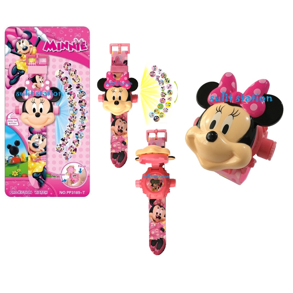 MINNIE MOUSE 3d BIG HEAD PROJECTOR LED LIGHT KIDS DIGITAL WATCH WATCHES ...
