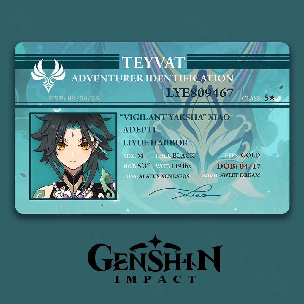 BEEP Genshin Impact Adventurer Identification ID Card Liyue Characters ...