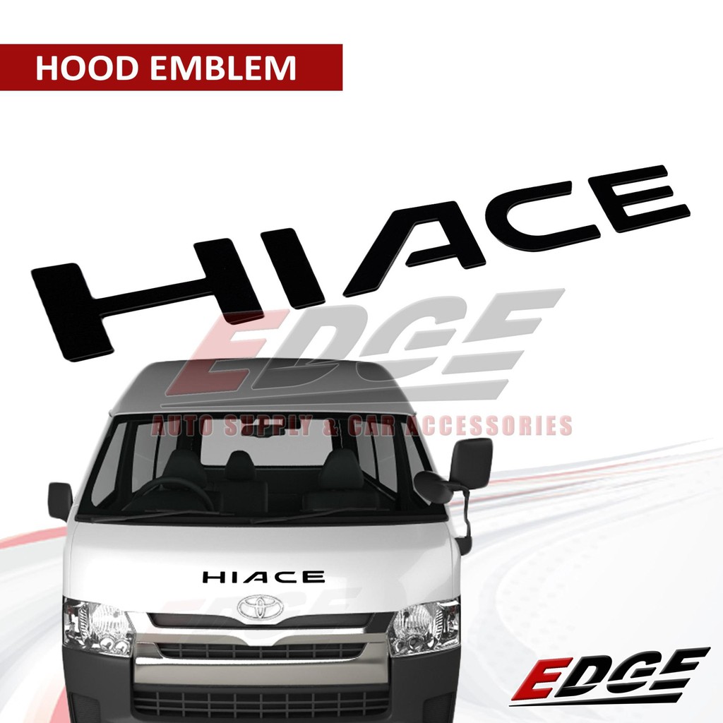 Hood Emblem - Toyota HIACE - Black adhesive ready stick-on logo symbol ...
