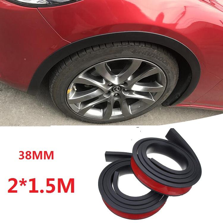 2Pcs 1.5m/4.9FT Universal Car Wheel Eyebrow Arch Trim Lips Strip Fender ...