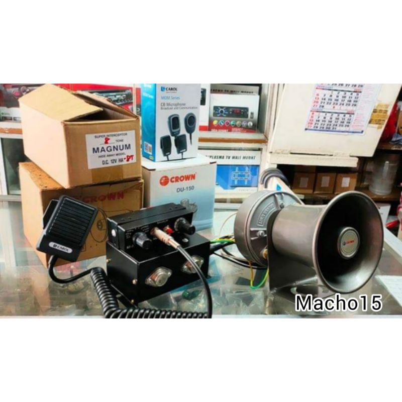 WANG WANG- 8 Tones MAGNUM Siren - CROWN 150w Complete Set with Carol MDM- 360 CB Microphone ...