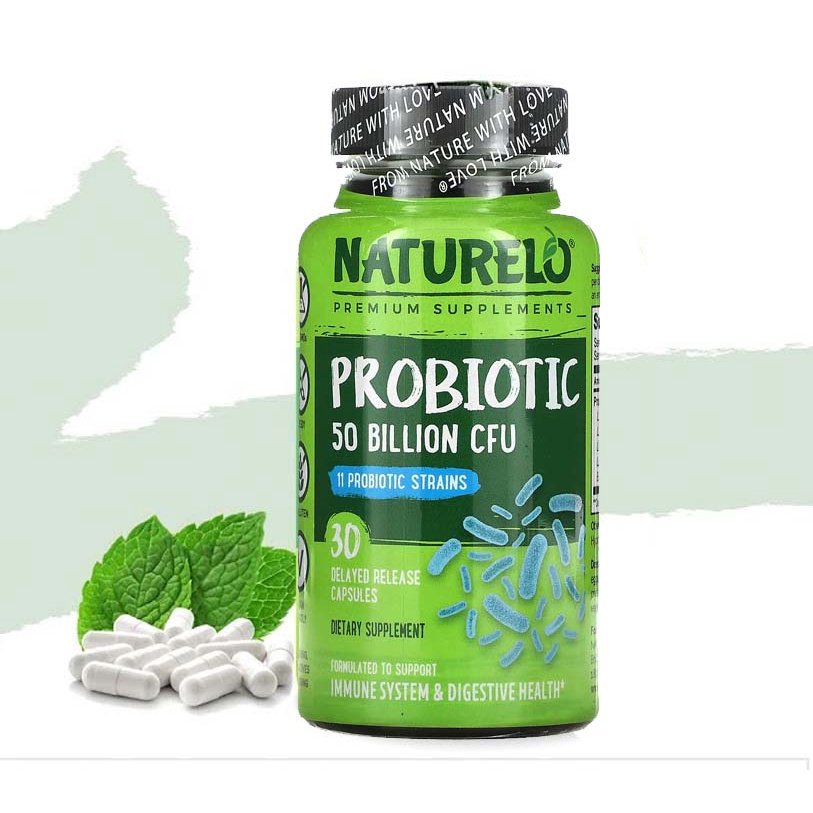 NATURELO Probiotic 50 Billion CFU 11 Probiotic Strains 30 Delayed ...
