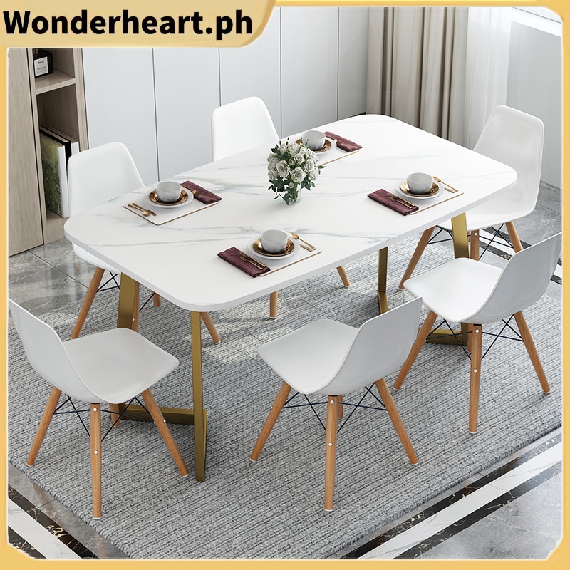 ♾️COD♾️ Imitation Marble Dining Table Kitchen Long Table Simple Fashion ...