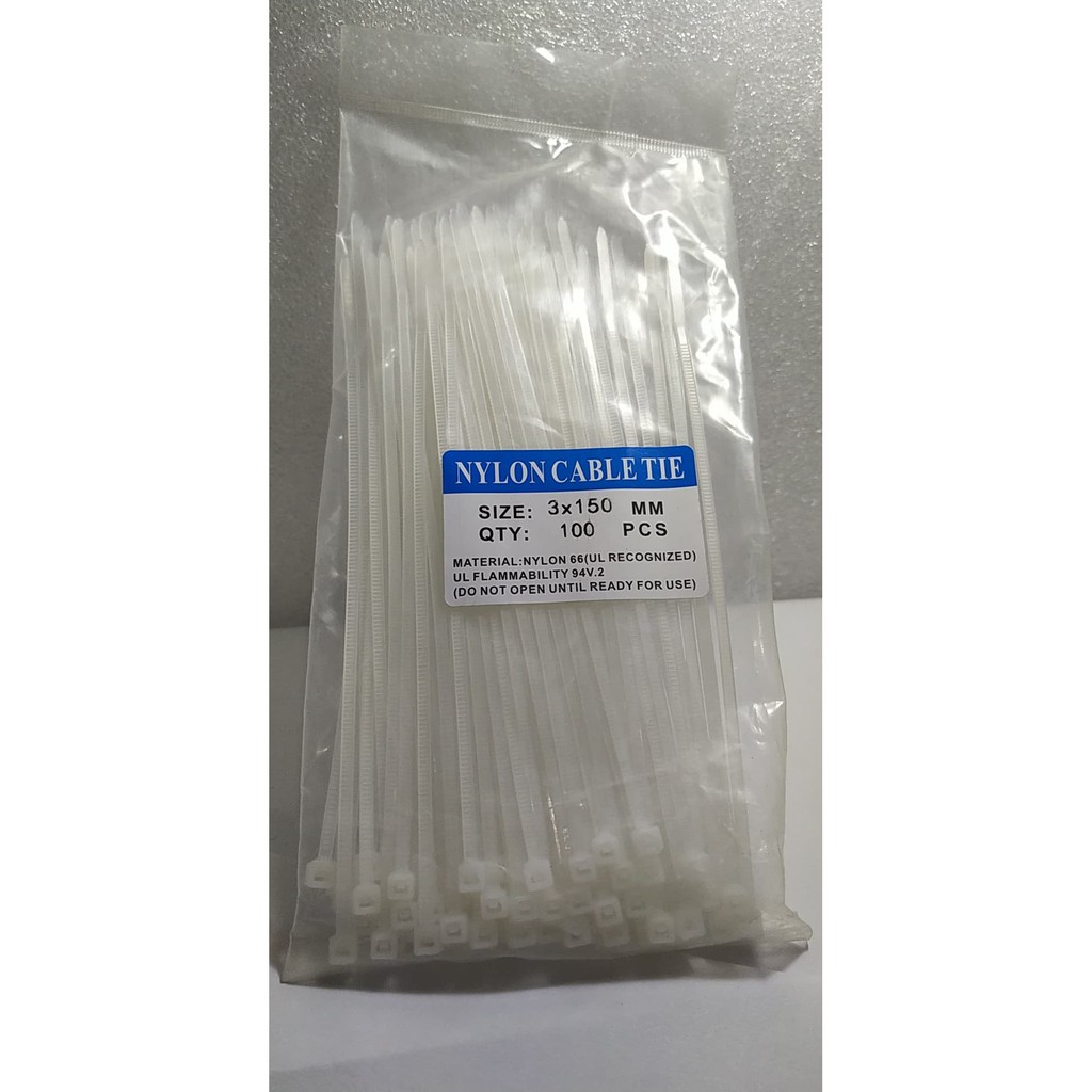 3 x 150mm Nylon Cable Tie Zip Fasten Wire Wrap Strap White (200pcs ...