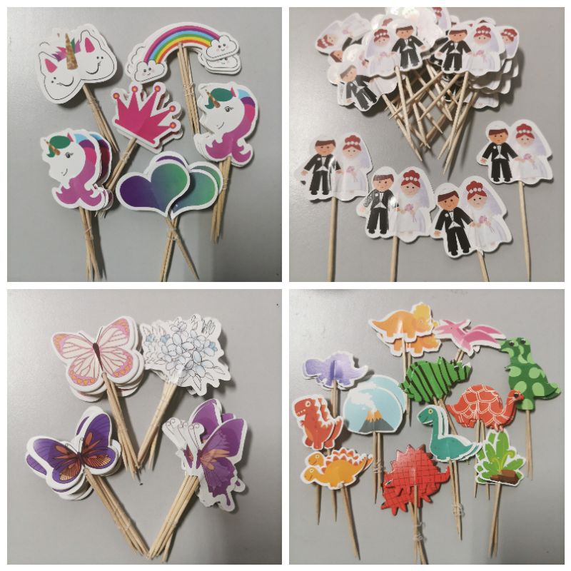 24pcs cupcake Cake topper cake deco unicorn rainbow butterfly wedding ...