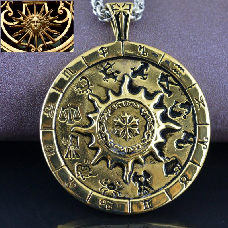 Sun God Helios Titanium necklace brings good luck, color does not fade ...