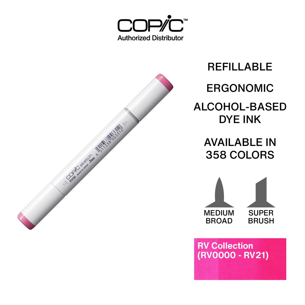 Copic Sketch Marker RV (Red Violet) Collection A (RV0000-RV21) | Shopee ...
