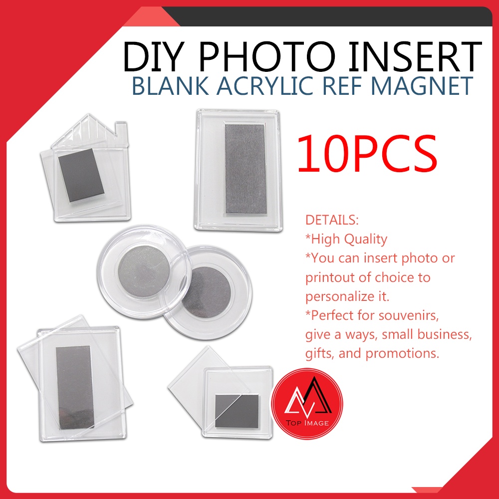 Blank 10 pcs Insertable Acrylic Photo Insert Ref Magnet Souvenirs and ...