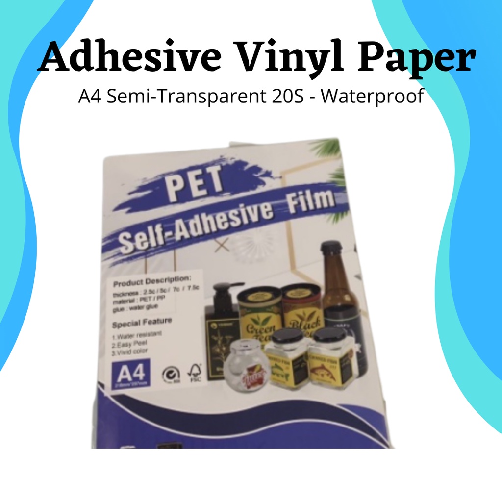 A4 Inkjet Adhesive Vinyl Paper Transparent Sticker Paper Semi ...