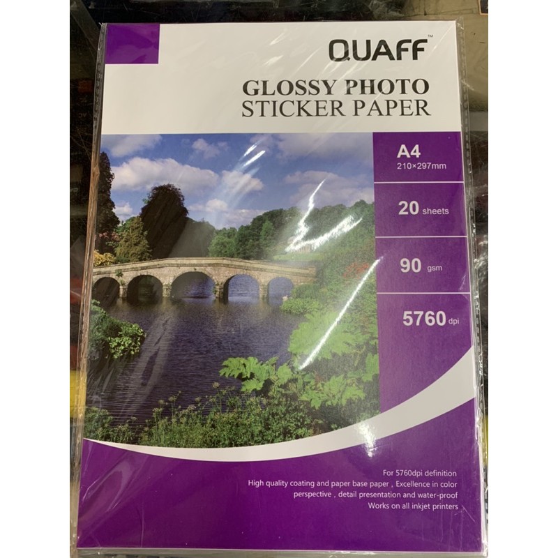 Quaff A4 Glossy Photo Sticker Inkjet Paper 90gsm | Shopee Philippines