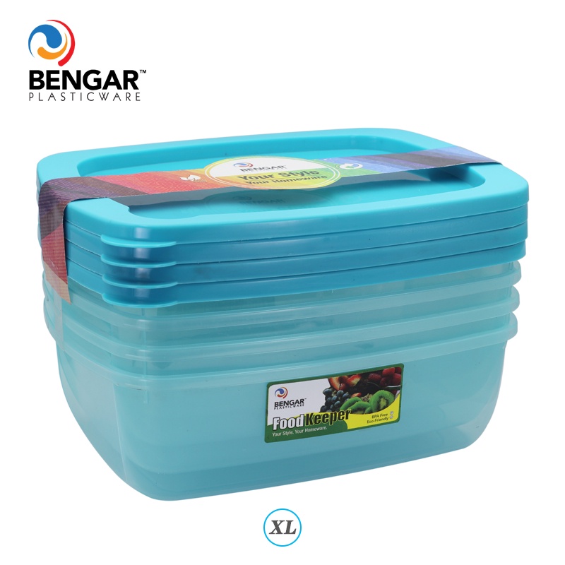 BENGAR PLASTICWARE Rectangular Food Storage Box 4 Pcs Each Set Keeper ...