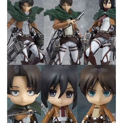 Anime Attack on Titan Action Figure Eren Mikasa and Levi Figma 213# 203 ...