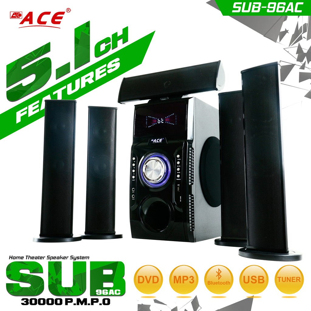 ACE sub-96ac 5.1 channel multimedia subwoofer Audio speaker system ...