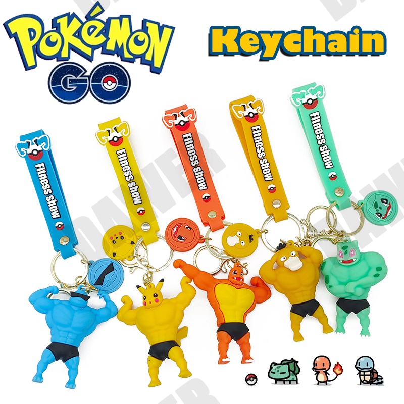 New Pokemon Keychain Muscle Man Pikachu Squirtle Bulbasaur Charmander ...