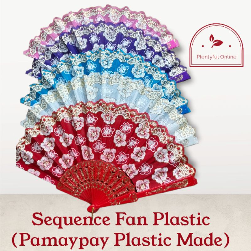 Abaniko o Pamaypay Plastic(Sequence Fan) Flowery Design Fan | Shopee ...