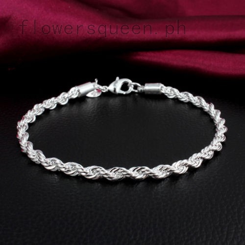 flowersqueen Classical Women Lady Silver Plated Twist Chain Bangle Bracelets Charming Jewelry ...