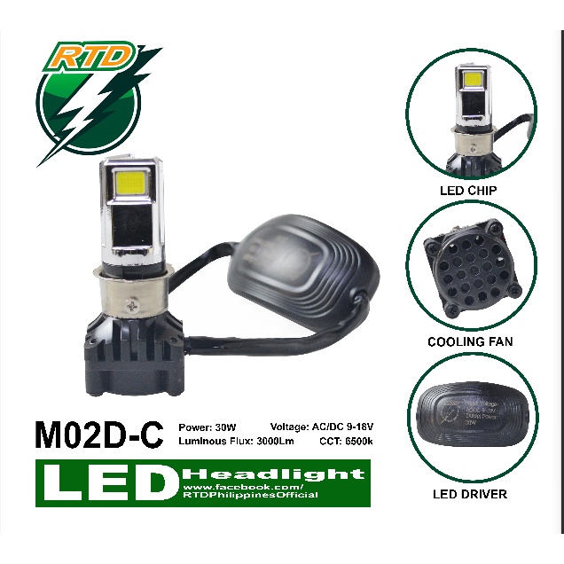 RTD 3 LED Headlight MO2D-C | Shopee Philippines