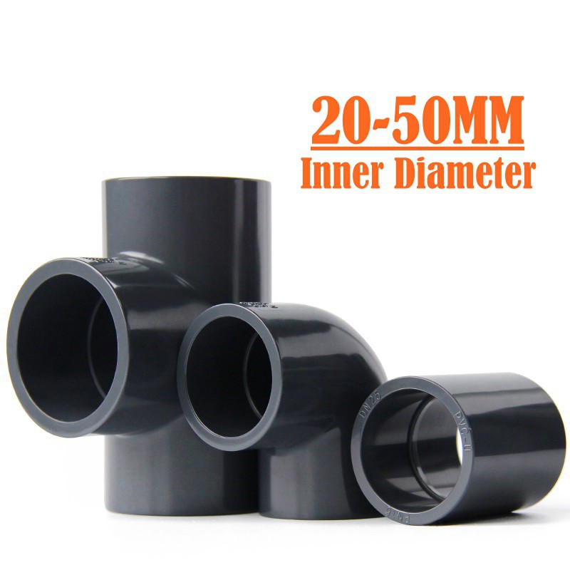 3 Types 20-50mm PVC Pipe Fittings Tee/90 Degree/Straight Joint Home ...