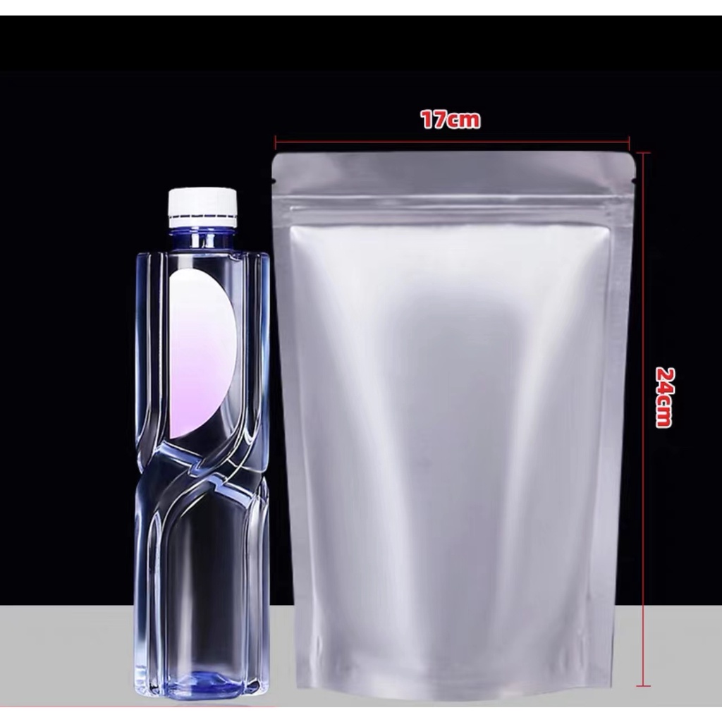 100pcs Full Silver Aluminum Stand Up Pouch Resealable Packaging Resealable | Shopee Philippines