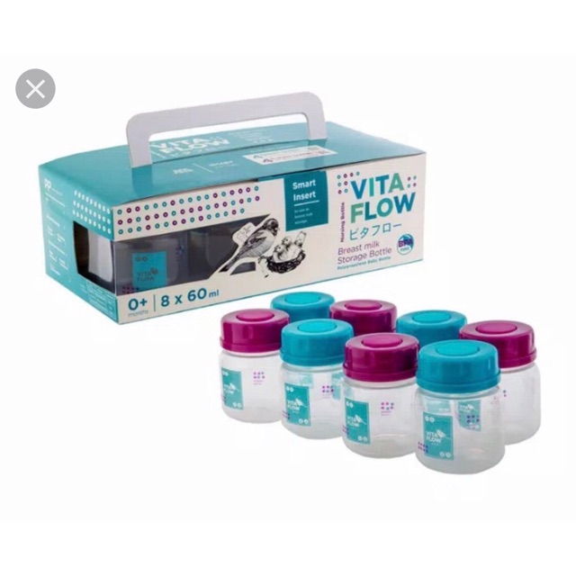 Breast Milk Storage Vita Flow 60ml x 8 bottle | Shopee Philippines