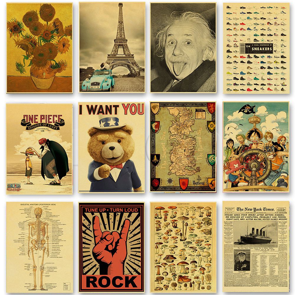 All kinds of classic retro pictures Poster Kraft Paper Vintage Posters ...
